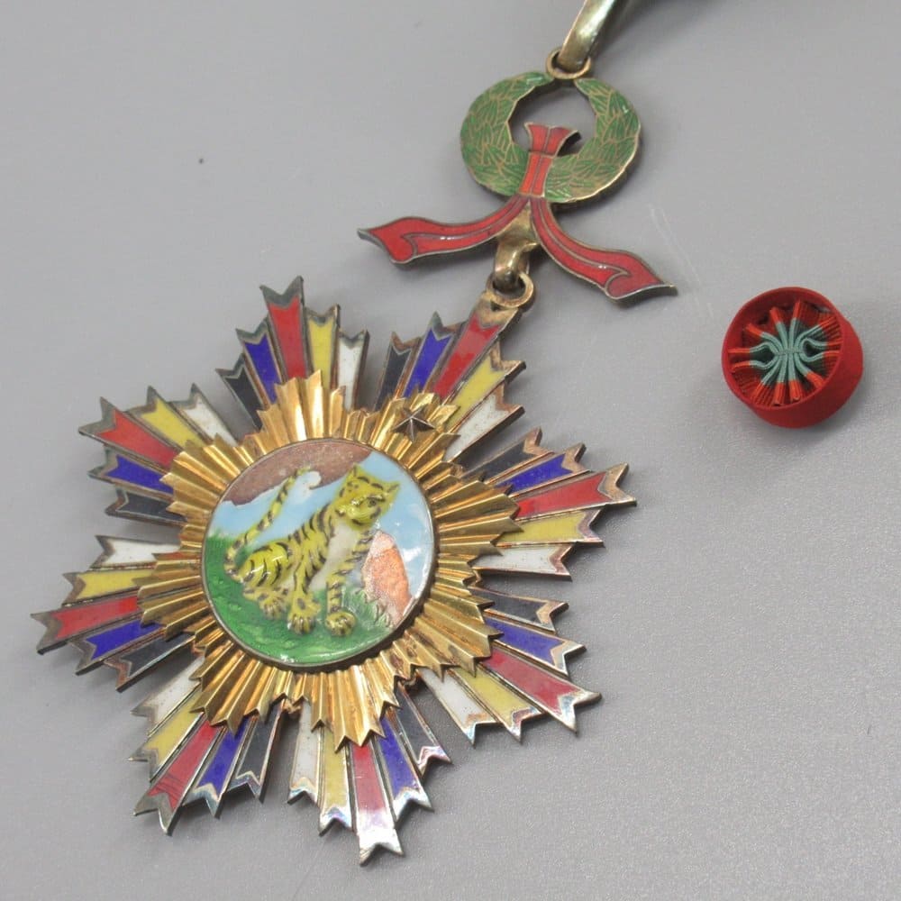 3rd class Order of the Striped Tiger awarded in 1919 to Major General ...