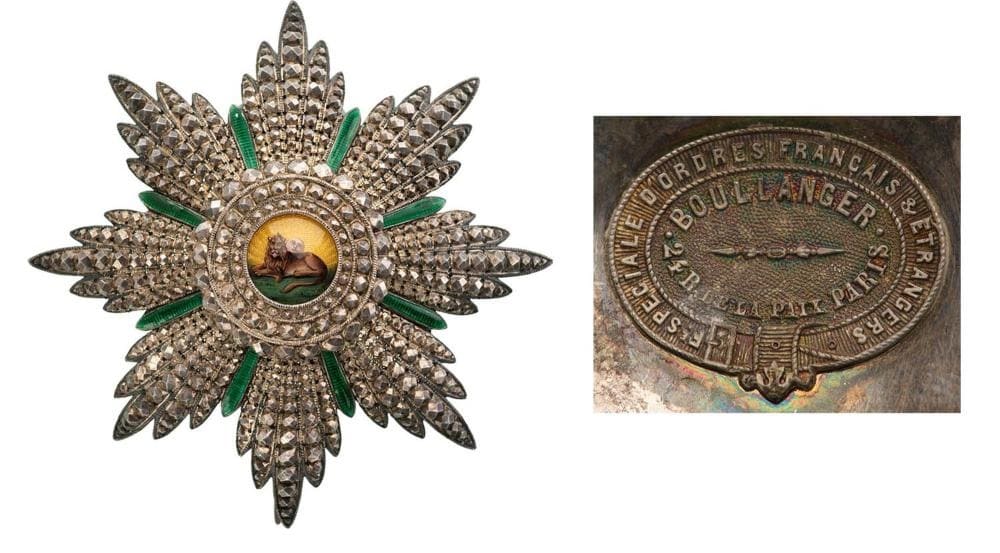 Orders of the Lion and Sun made by Boullanger, Paris | Medals of Asia